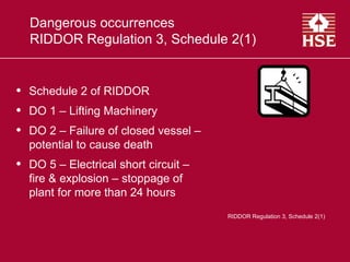 Reporting of Injuries, Diseases and Dangerous Occurrences Regulations | PPT