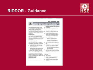 Reporting of Injuries, Diseases and Dangerous Occurrences Regulations | PPT