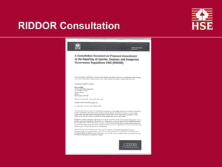 Reporting of Injuries, Diseases and Dangerous Occurrences Regulations | PPT