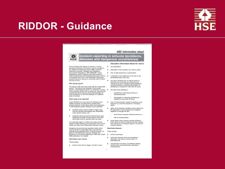 Reporting of Injuries, Diseases and Dangerous Occurrences Regulations