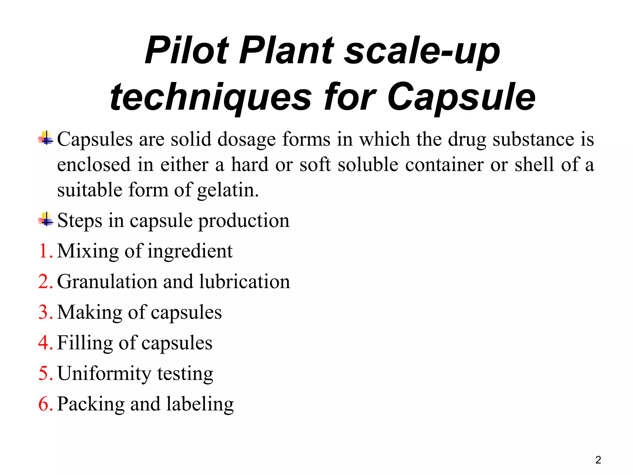 Pilot plant capsules | PPT