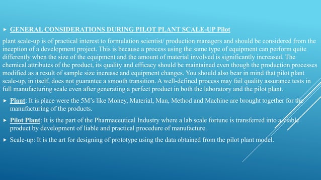 PILOT PLANT SCALE-UP TECHNIQUES ppt.pptx | Pharmaceutical Industry ...