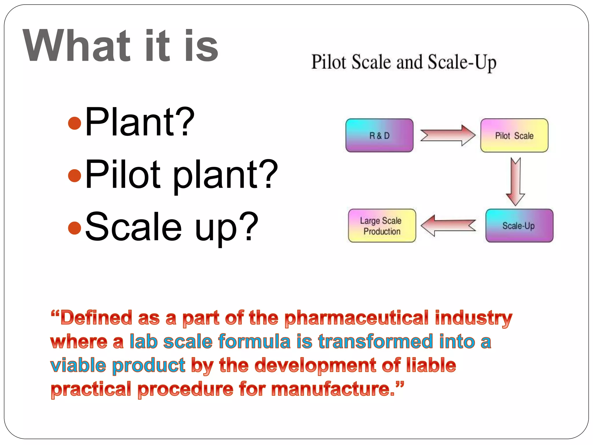 Pilot plant scale up technique | PPT