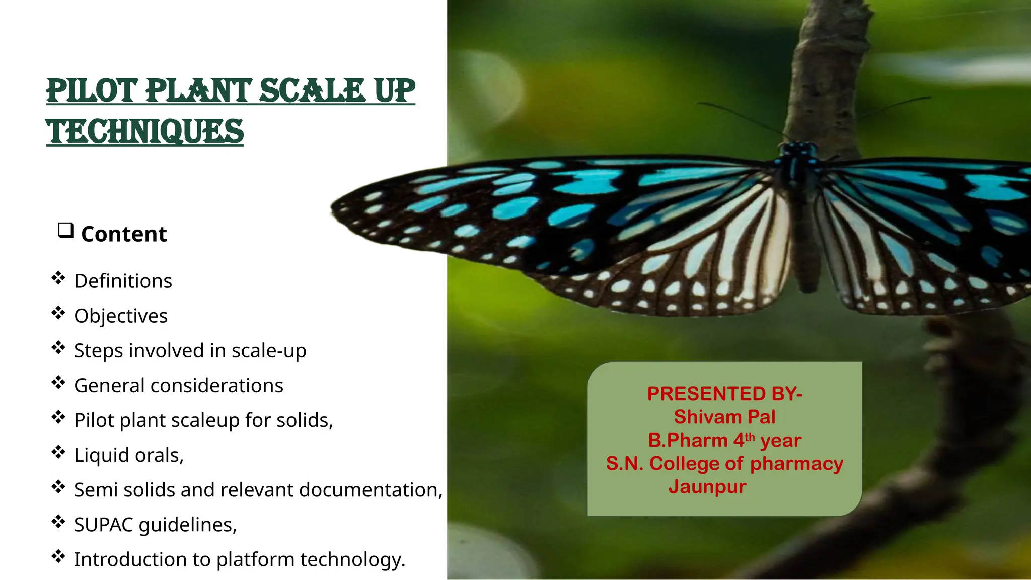 Pilot plant scale up techniques unit 1st industrial pharmacy 2nd | PPT