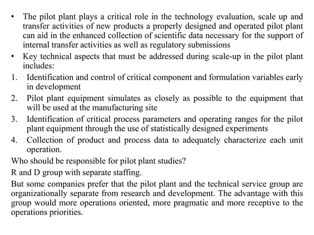 Pilot plant scale up techniques (1) | PPTX