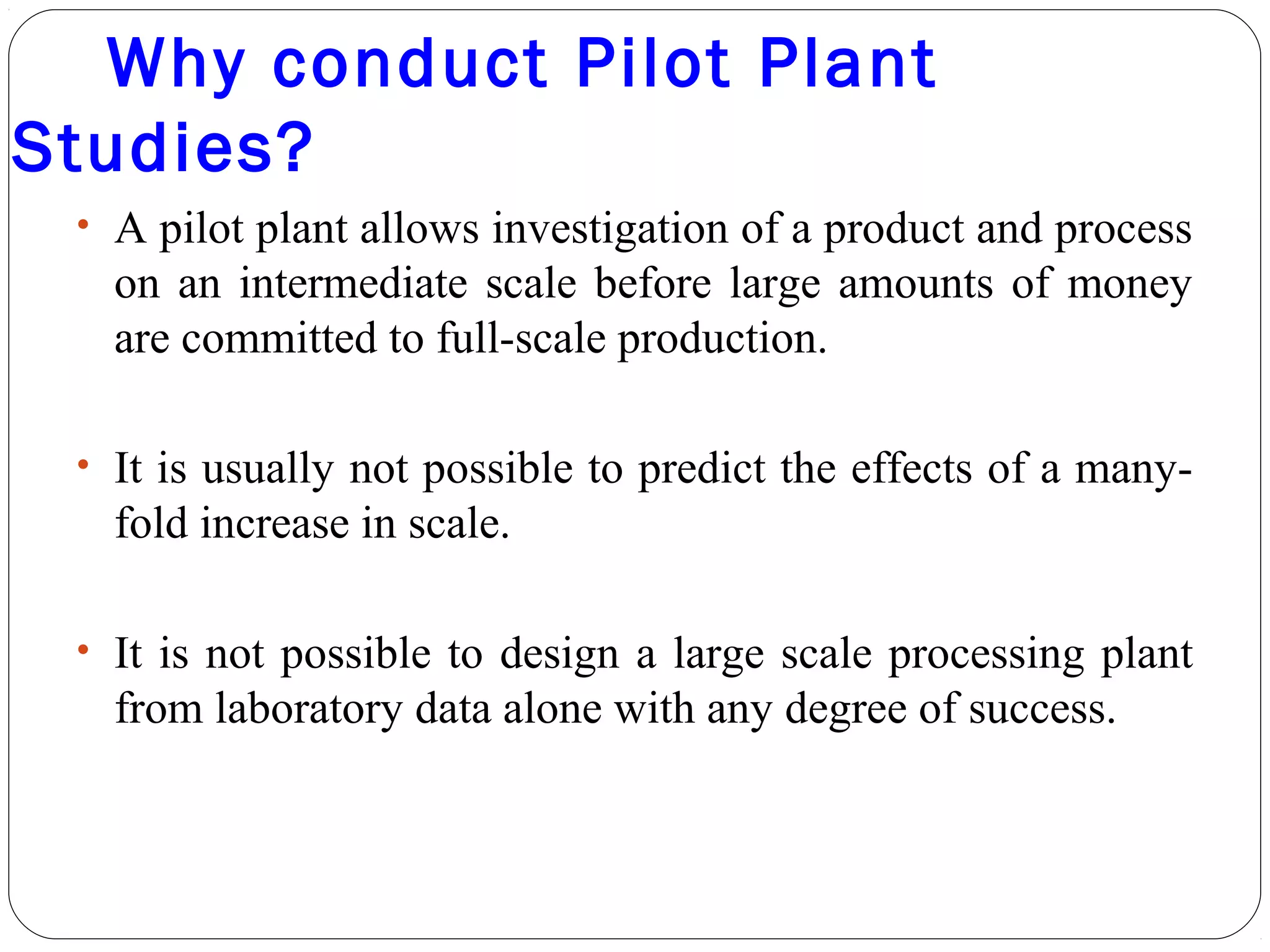 Pilot plant scale up techniques | PPT