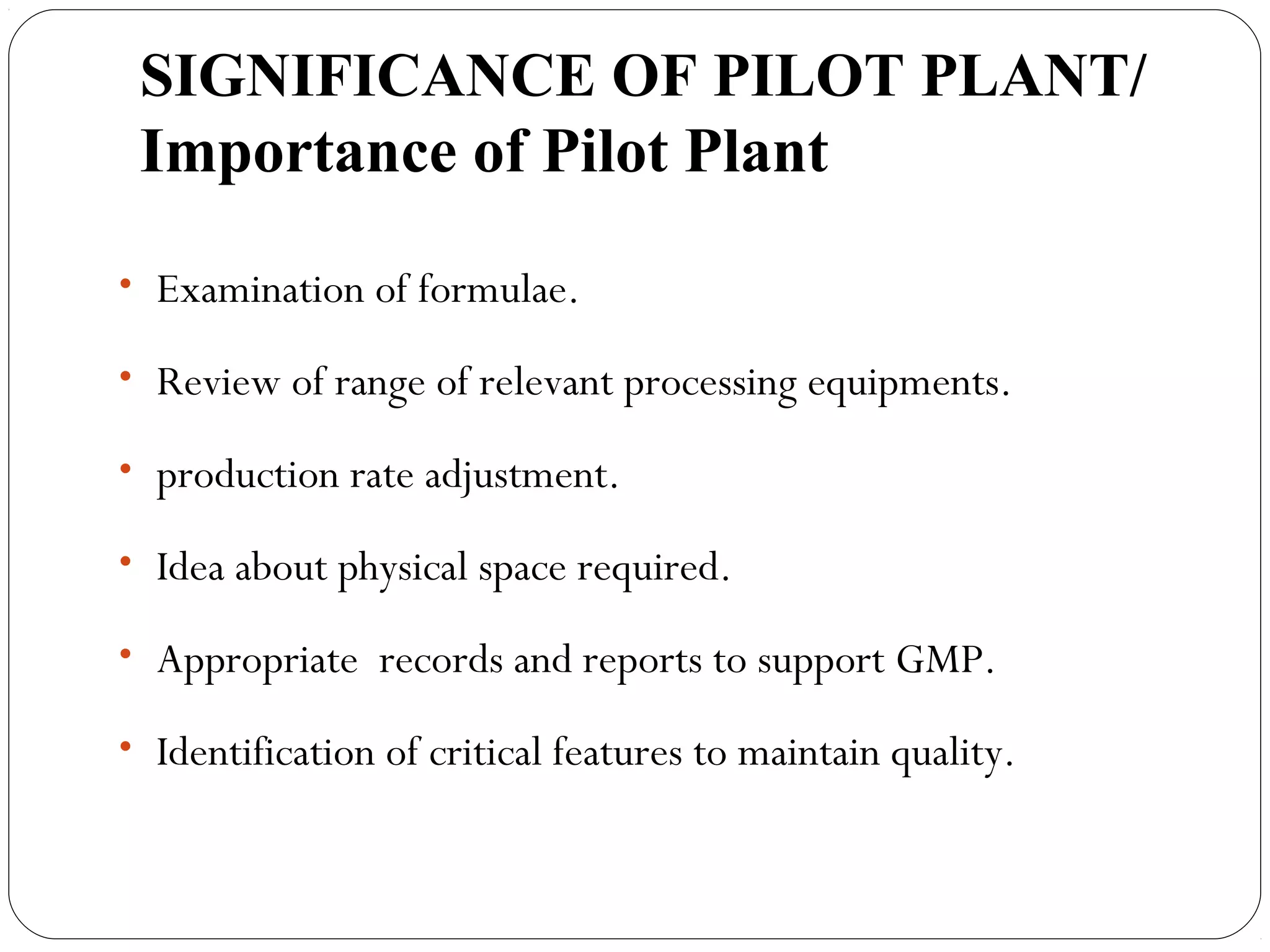 Pilot plant scale up techniques | PPT