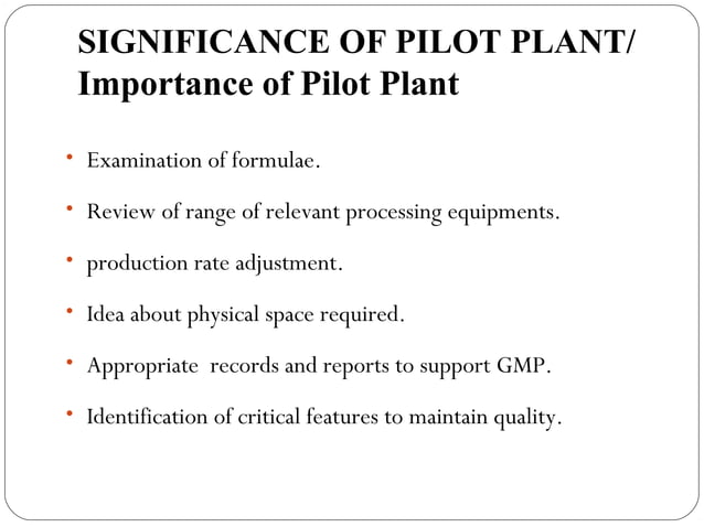 Pilot plant scale up techniques | PPT