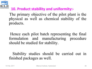 Pilot plantscaleuptechniquesusedinpharmaceuticalmanufacturing | PPT