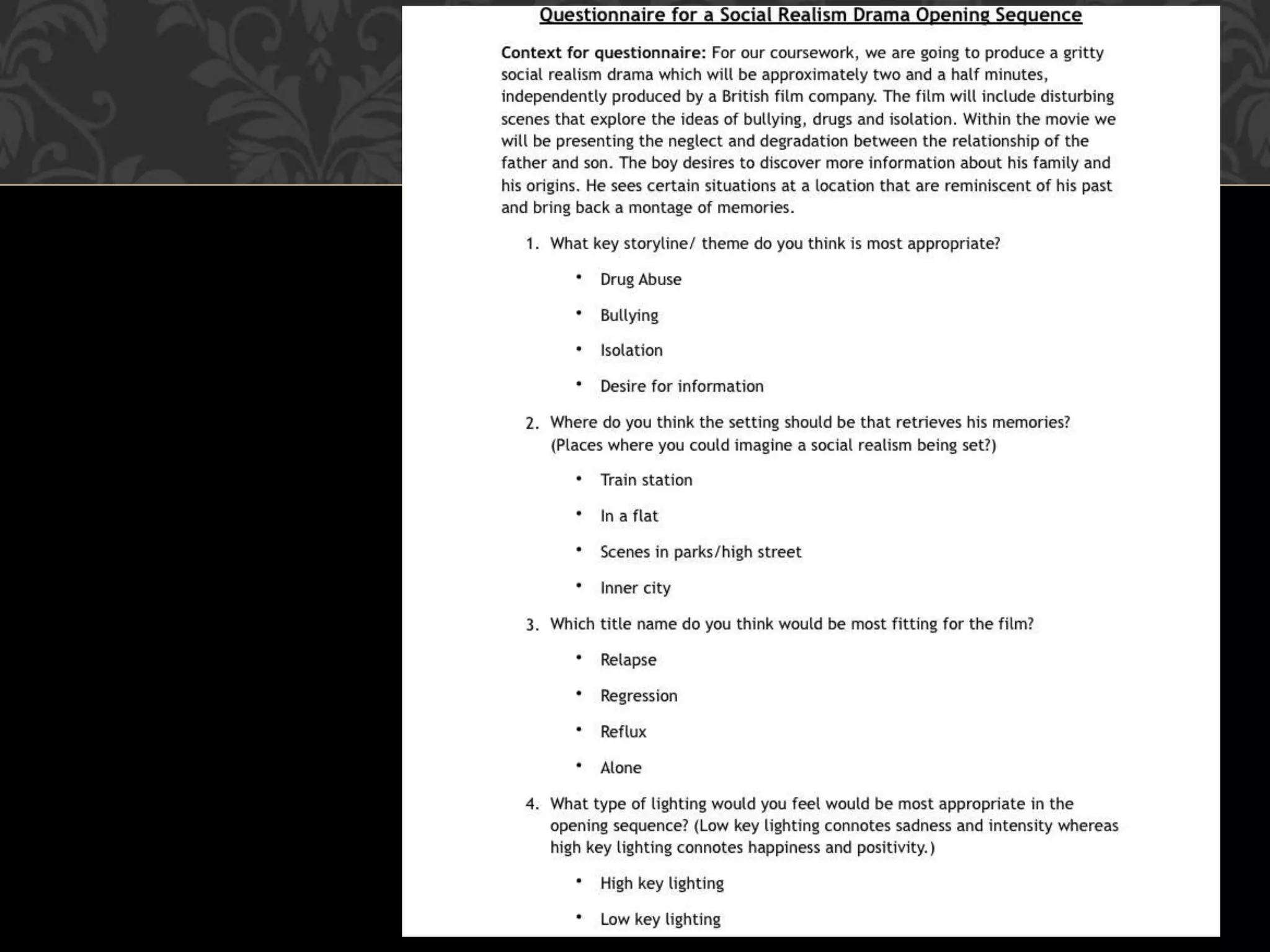 Pilot questionnaire | PPTX