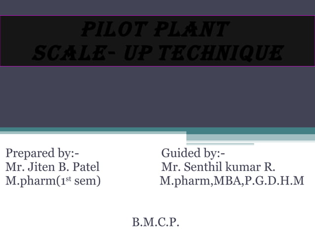 Pilot scaleuptechnique | PPT