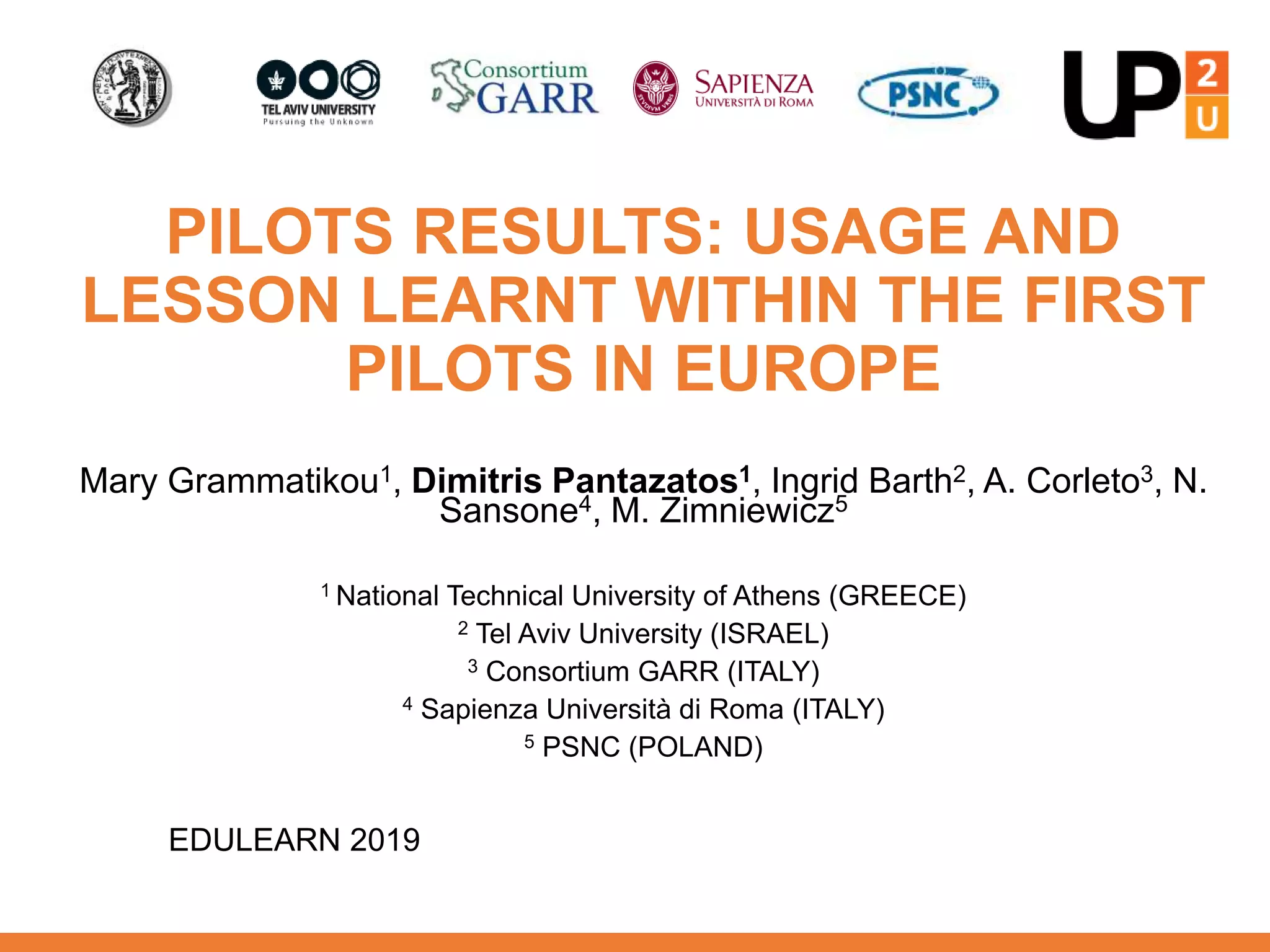 Pilots results- lessons learned Up2University project | PPT