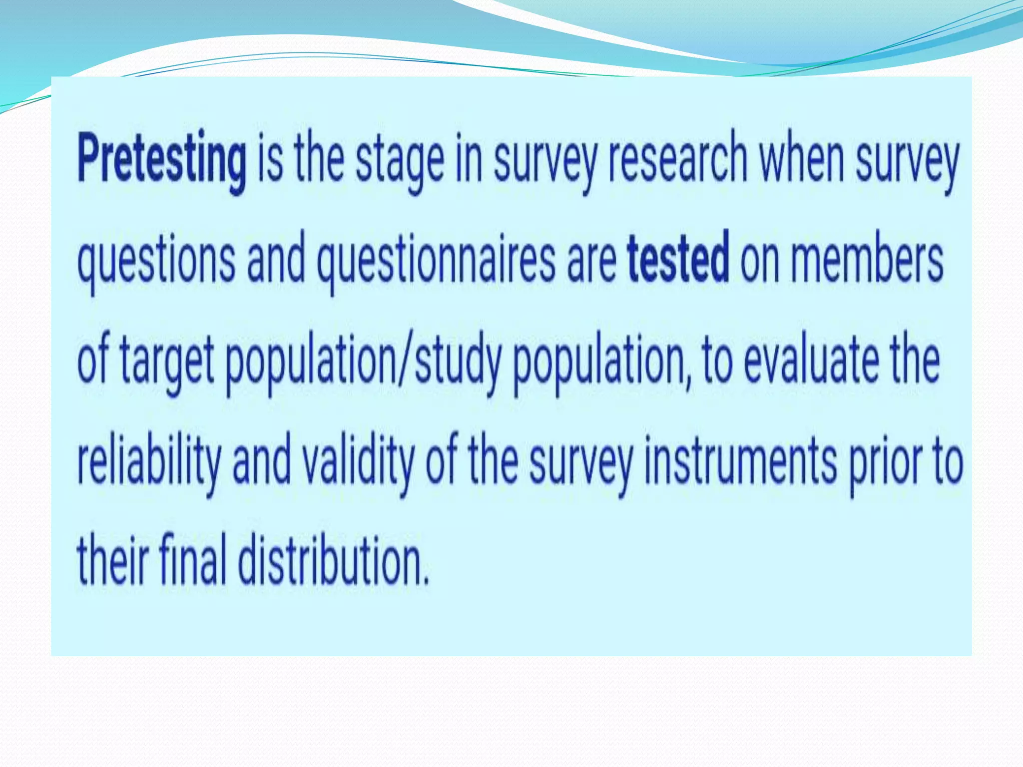 Pilot study &pre testing ppt1 | PPTX