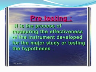 Pilot study &pre testing ppt1 | PPTX
