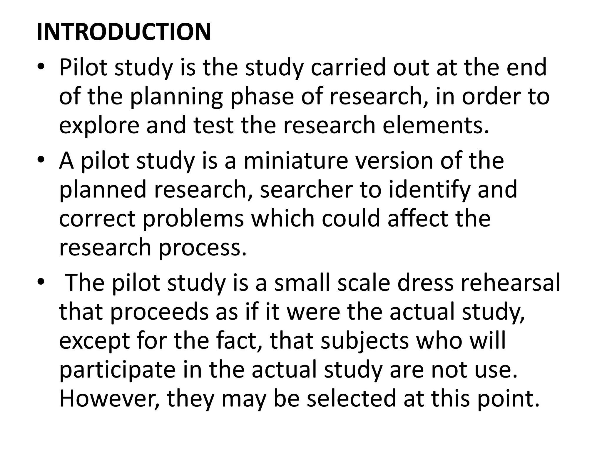 Pilot study-research | PPTX
