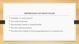 pilot study , definition, types, size, advatages | PPT
