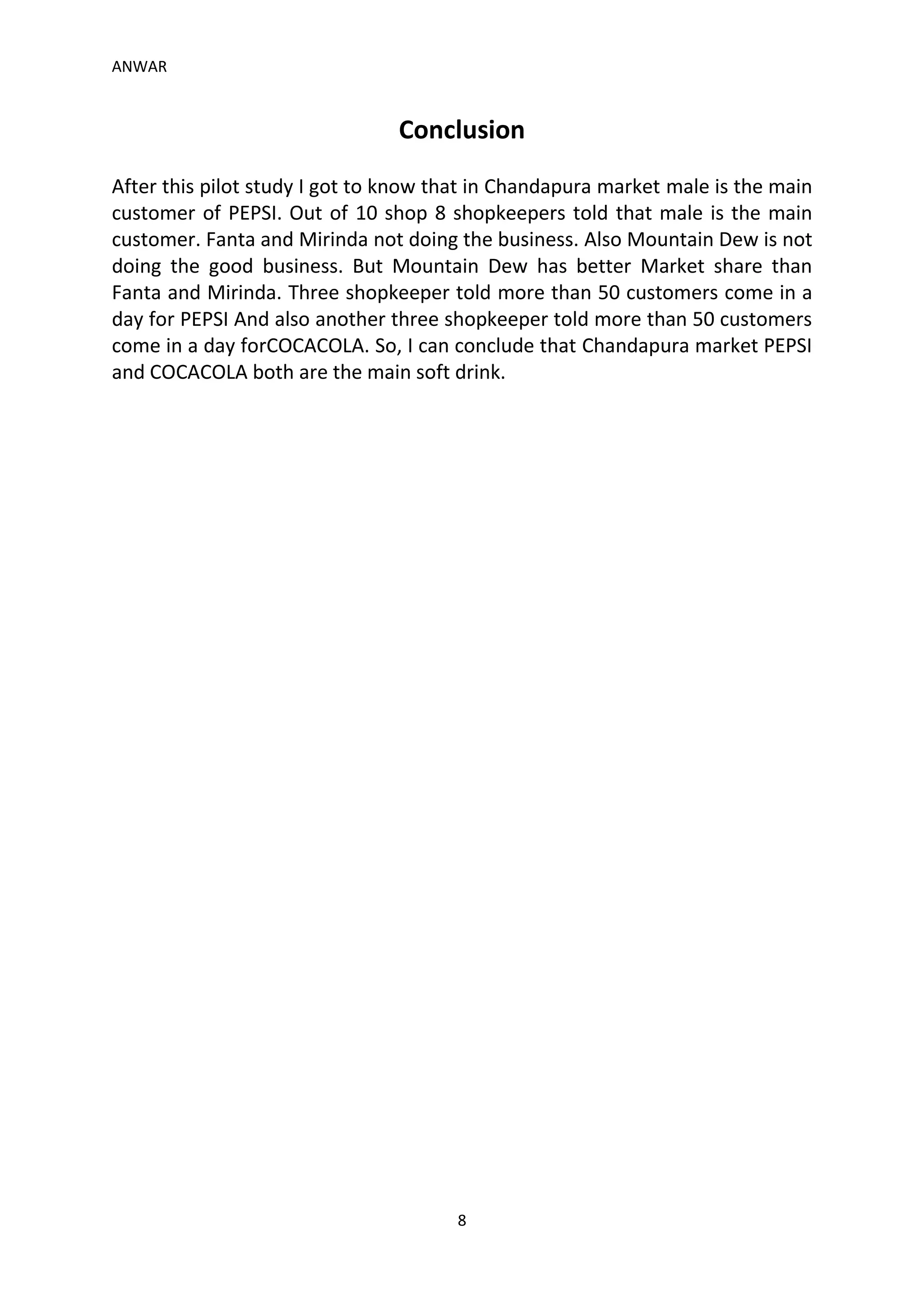 Pilot study pepsi | PDF