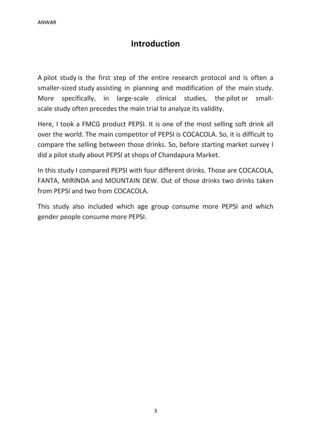 Pilot study pepsi | PDF