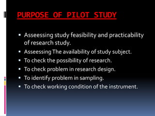 PILOT STUDY IN RESEARCH PRESENTATION/RESEARCH AND STATISTICS | PPTX