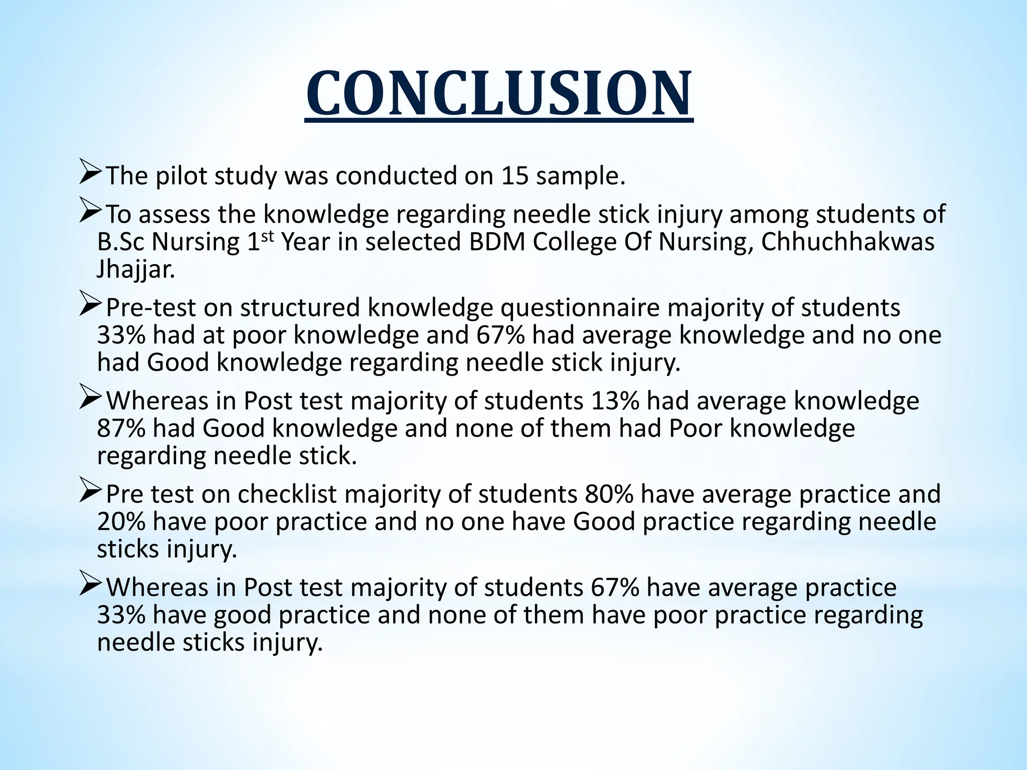PILOT STUDY PPT BY ADI on prevention and post exposure prophylaxis of ...