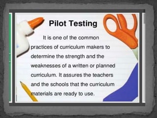 Pilot testing, monitoring and evaluating the implementation of the ...