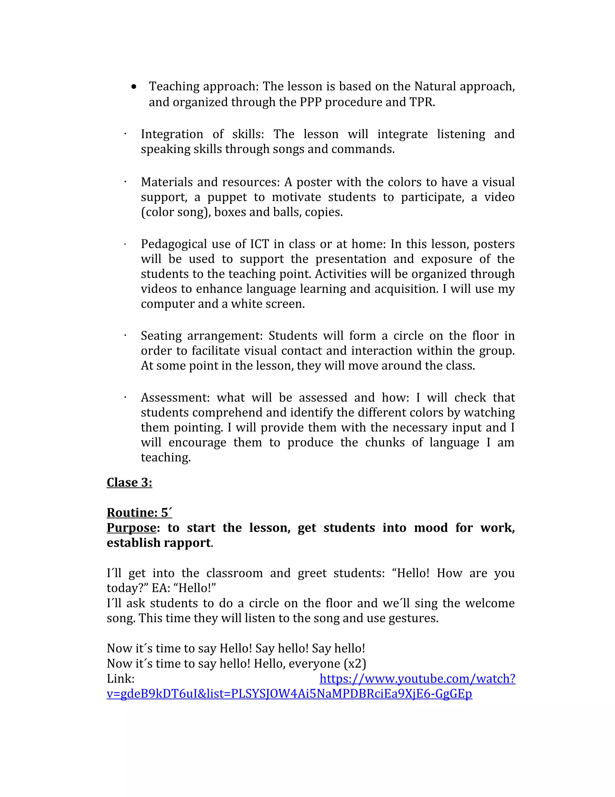 Lesson plan 3 - Kindergarten | DOC