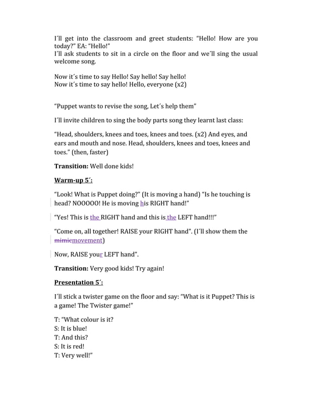 Mock lesson plan | PDF