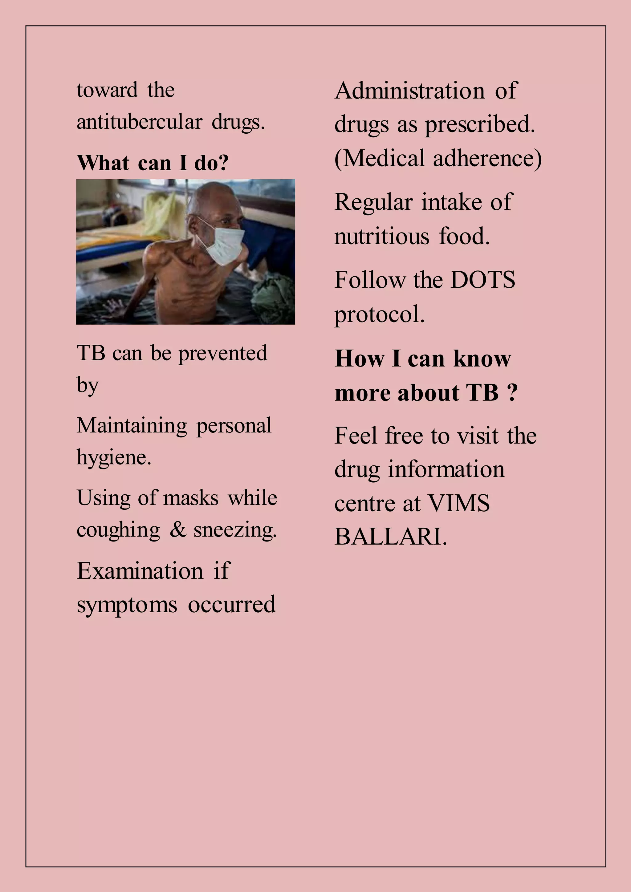 Patient information leaflet (PIL)Tuberculosis By Sharad chand ( Pharm D ...