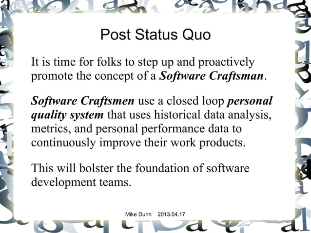 Software Development Craftsmanship | PPT