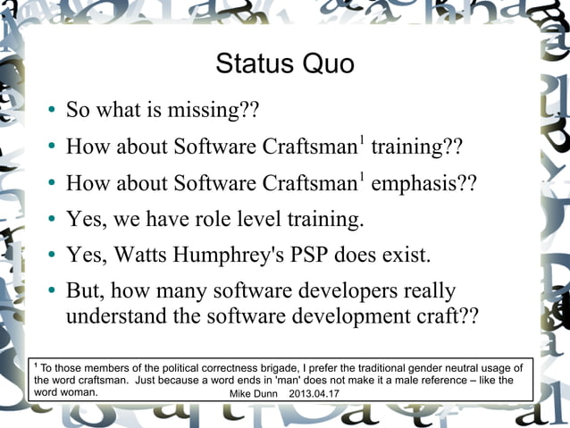 Software Development Craftsmanship | PPT