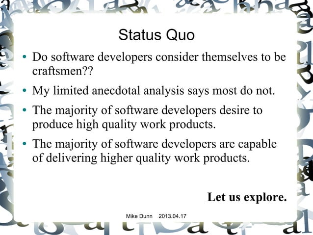 Software Development Craftsmanship | PPT