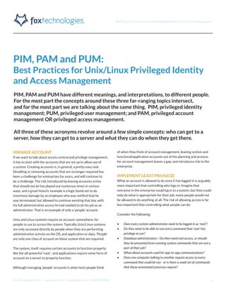 PIM, PAM, PUM: Best Practices for Unix/Linux Privileged Identity ...