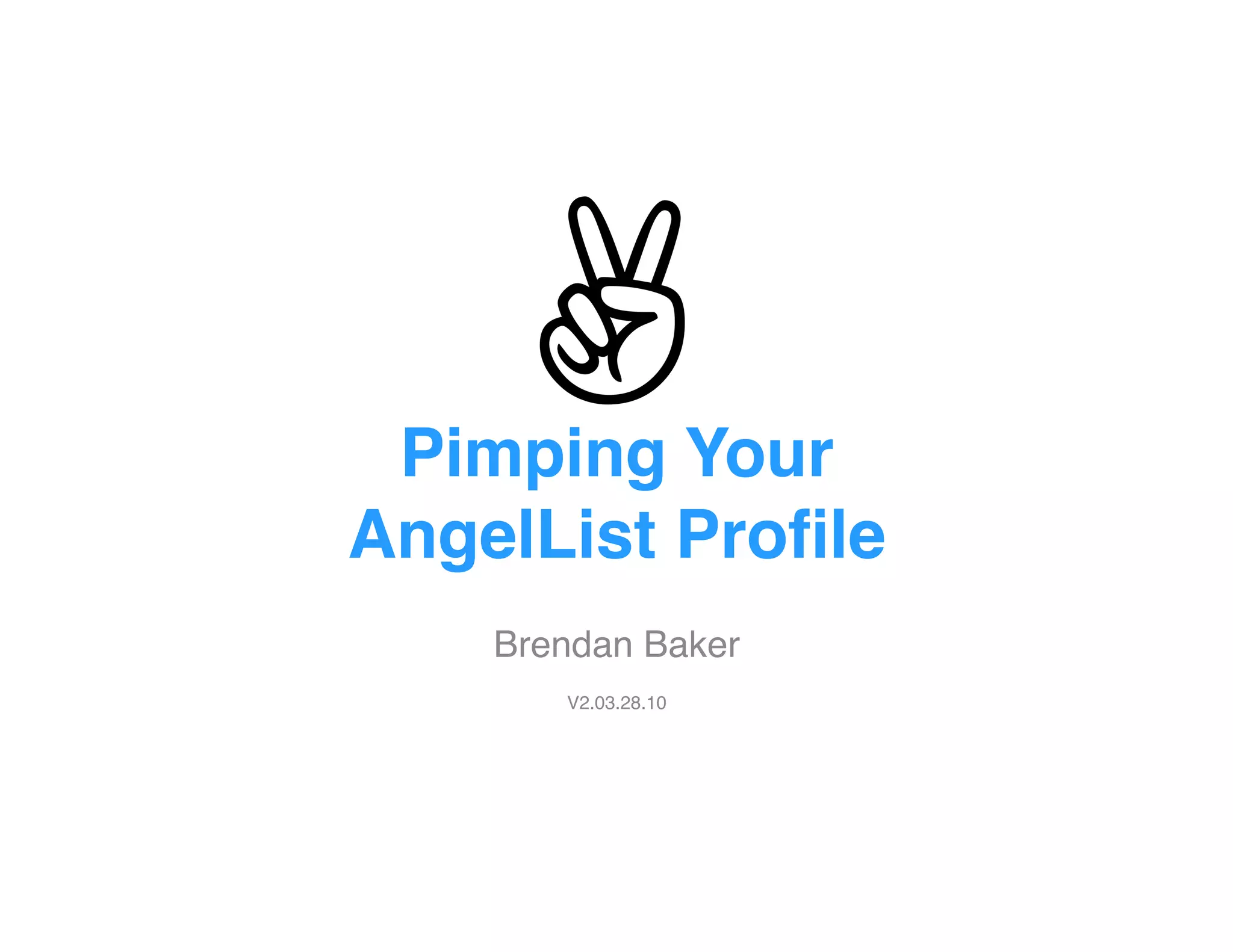 Pimp Your AngelList Profile V2 | PDF