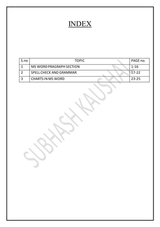 MS WORD PRAGRAPH , SPELL CHECK AND CHARTS USE FILE | DOCX