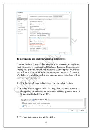 MS WORD PRAGRAPH , SPELL CHECK AND CHARTS USE FILE | PDF