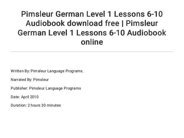 Pimsleur german transcript - guglstories
