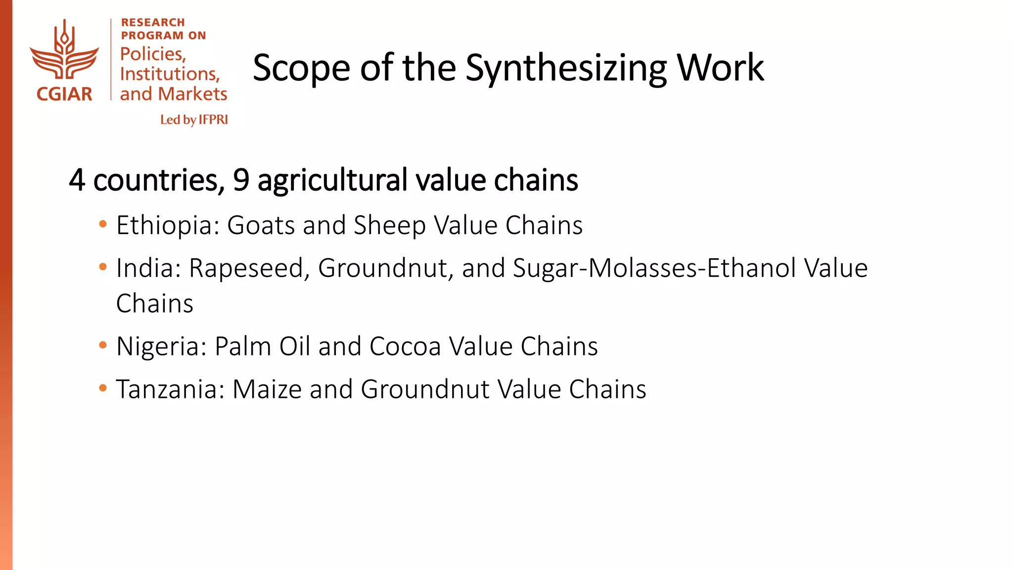 Measuring policy distortions along agricultural value chains: Lessons ...