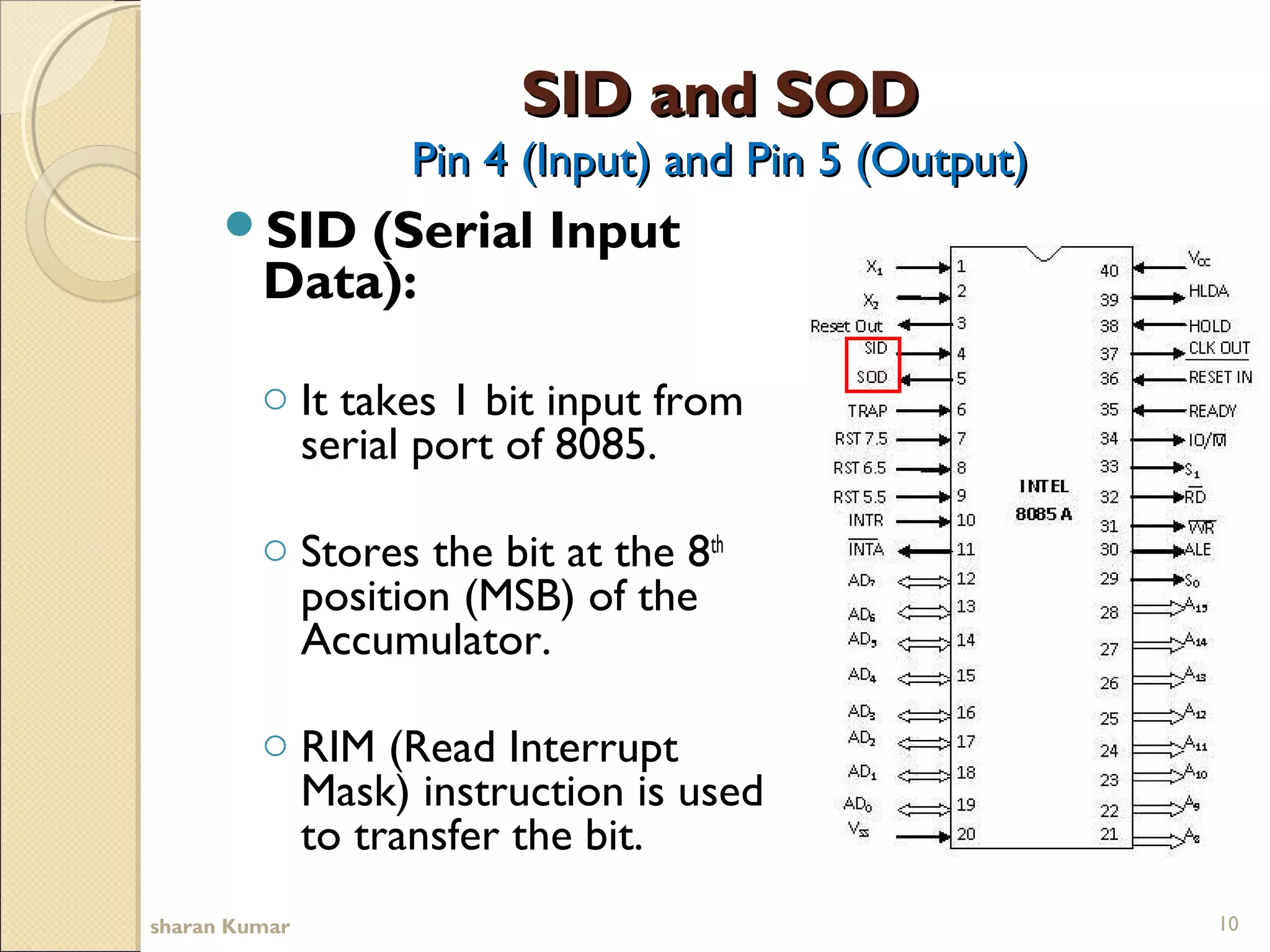 Pin diagram-of-8085 | PPT | Computer Peripherals | Computing