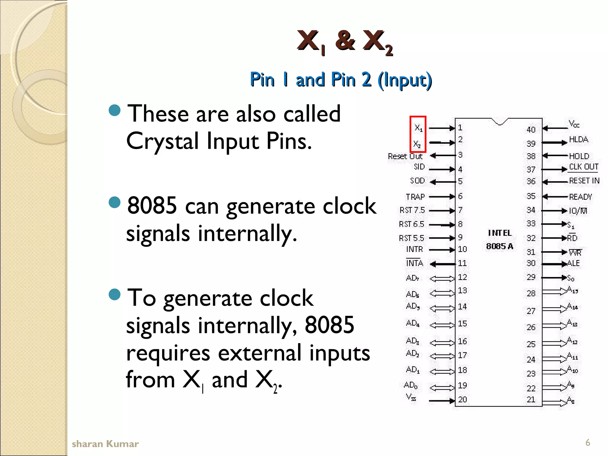 Pin diagram-of-8085 | PPT | Computer Peripherals | Computing
