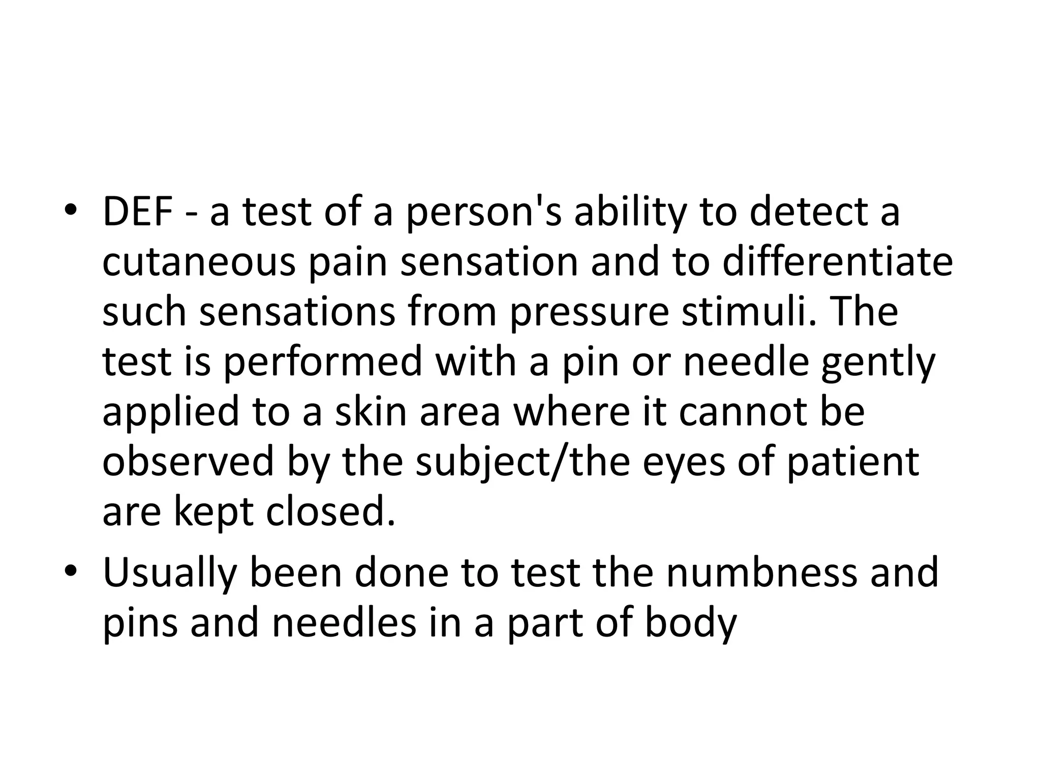 Pin prick test | PPT