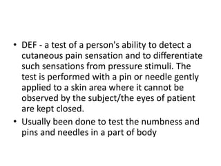 Pin prick test | PPT