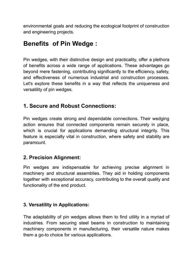 Pin-Wedge Manufacturer and Supplier | Padmavati Engineering | PDF