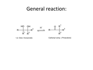 Pinacol pinacolone rearrangement | PPTX