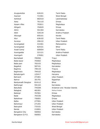 Pin code all indian cities | PDF