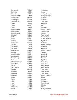 Pin code all indian cities | PDF