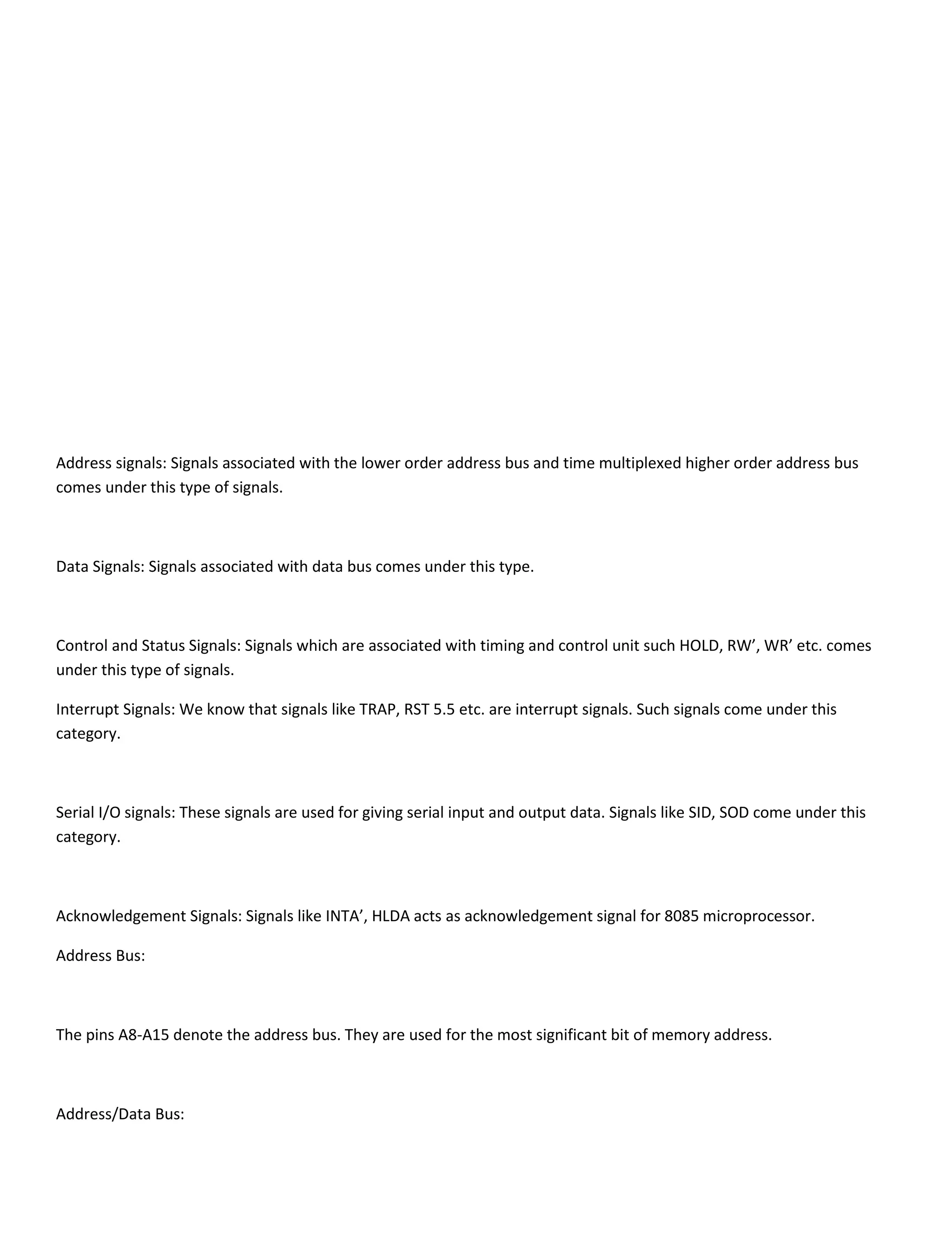 Pin configuration of 8085 | DOCX