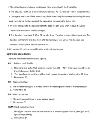 Pin configuration of 8085 | DOCX