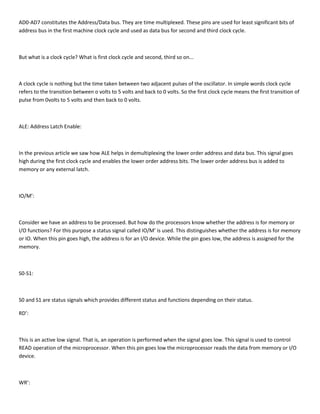 Pin configuration of 8085 | DOCX