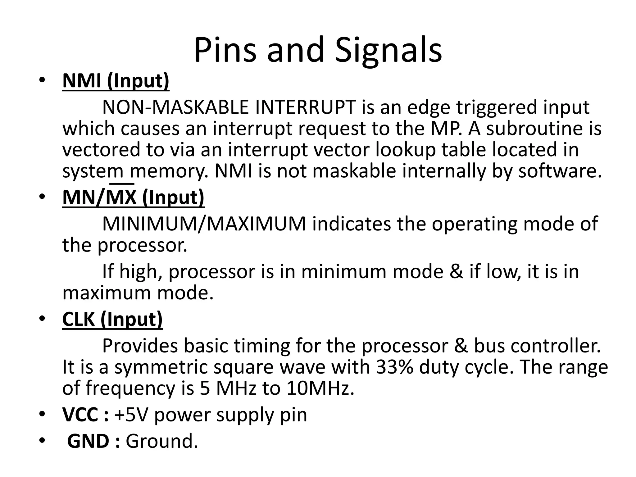 Pin description of 8086 | PPTX