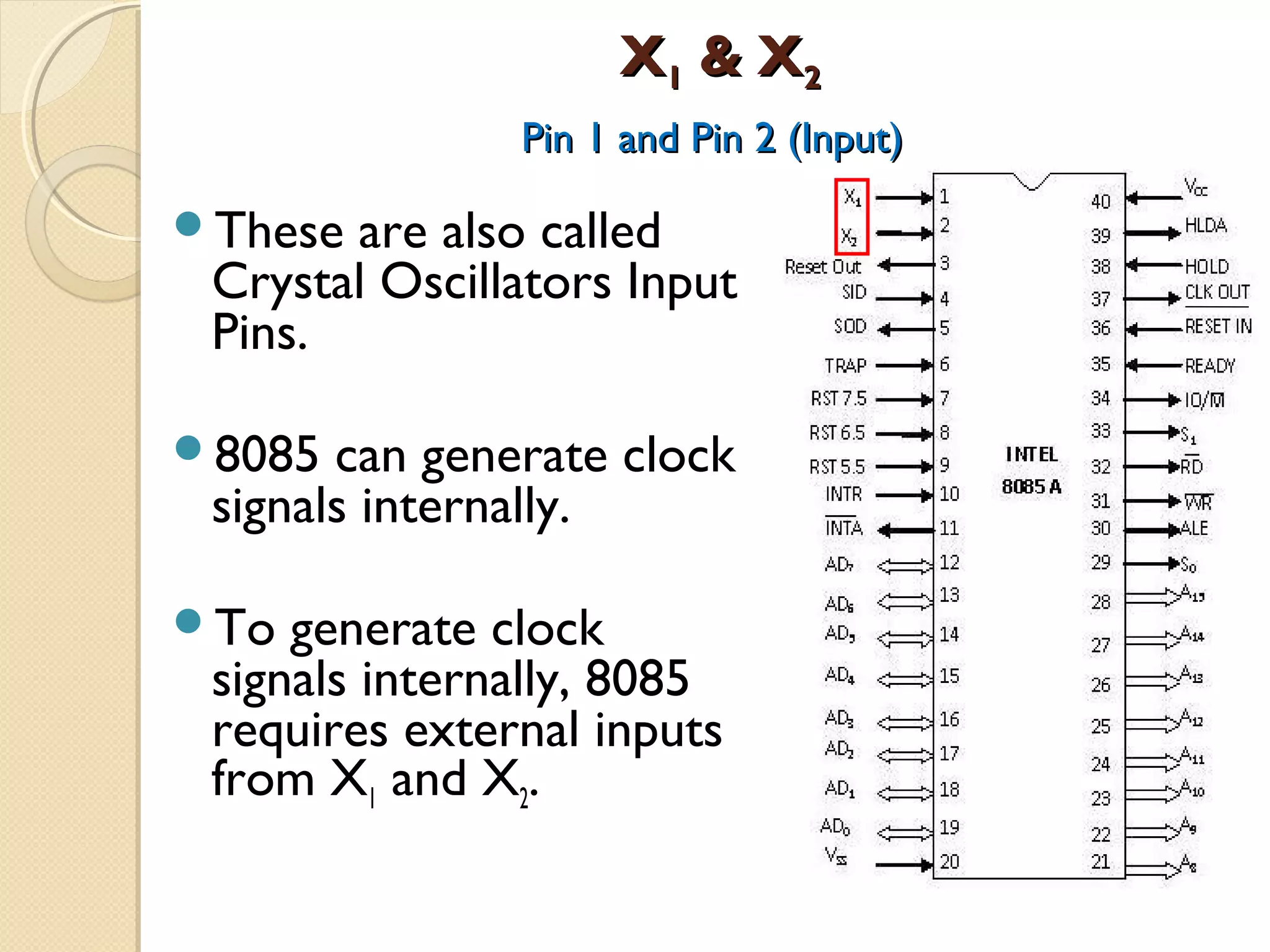Pin diagram 8085 microprocessor(For College Seminars) | PPT